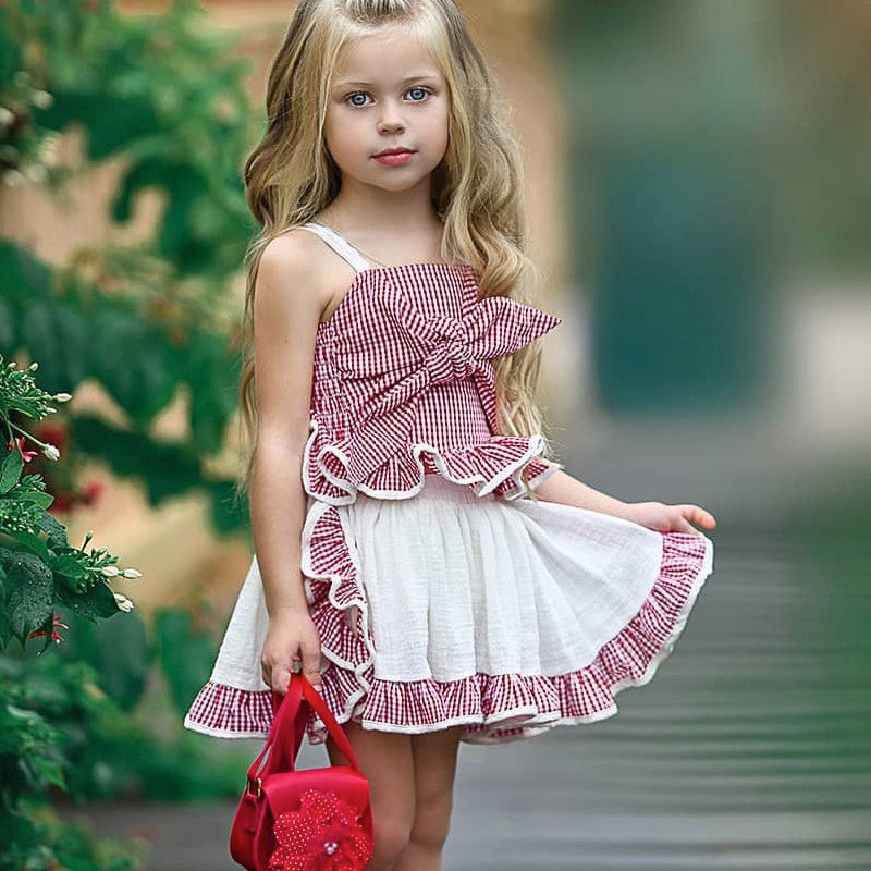 Girls Plaid Spaghetti Strap Top + Skirt 2 Pcs Set – Wild Child Closet