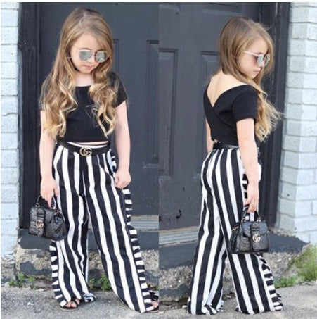 Girls Striped Pants + Top Set – Wild Child Closet